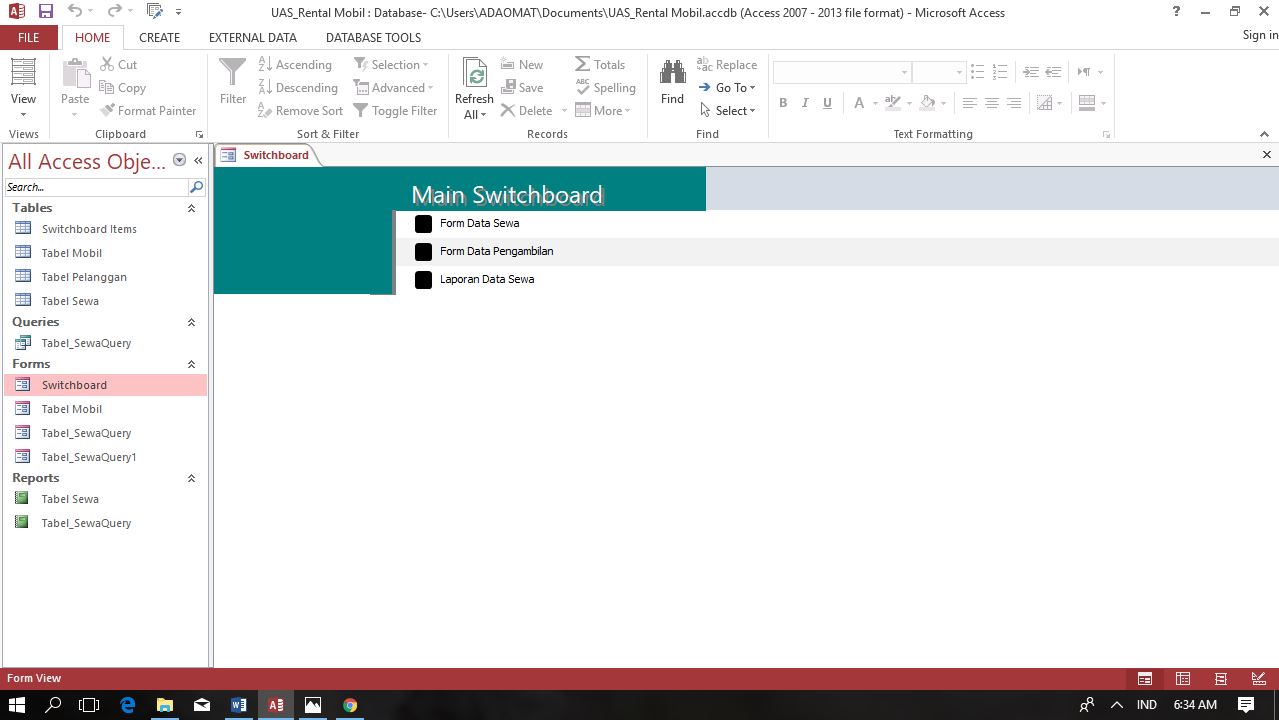 ADAOMAT: Perancangan Database Rental Mobil