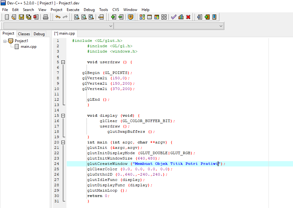 Tutorial Membuat Objek Titik Pada Dev C Opengl