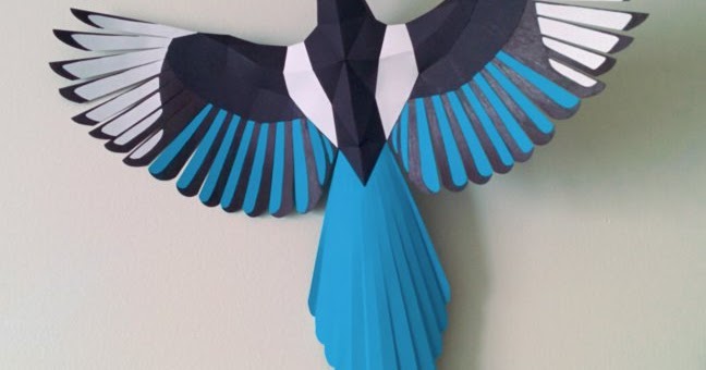 Magpie bird 3d paper model
