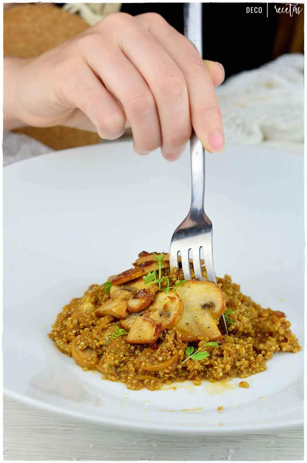 Quinotto (risotto de quinoa) con champiñones y queso Quinoa receta ...