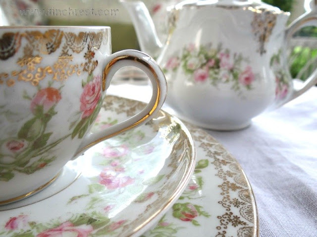 The Nest at Finch Rest: White Carnations & old tea china