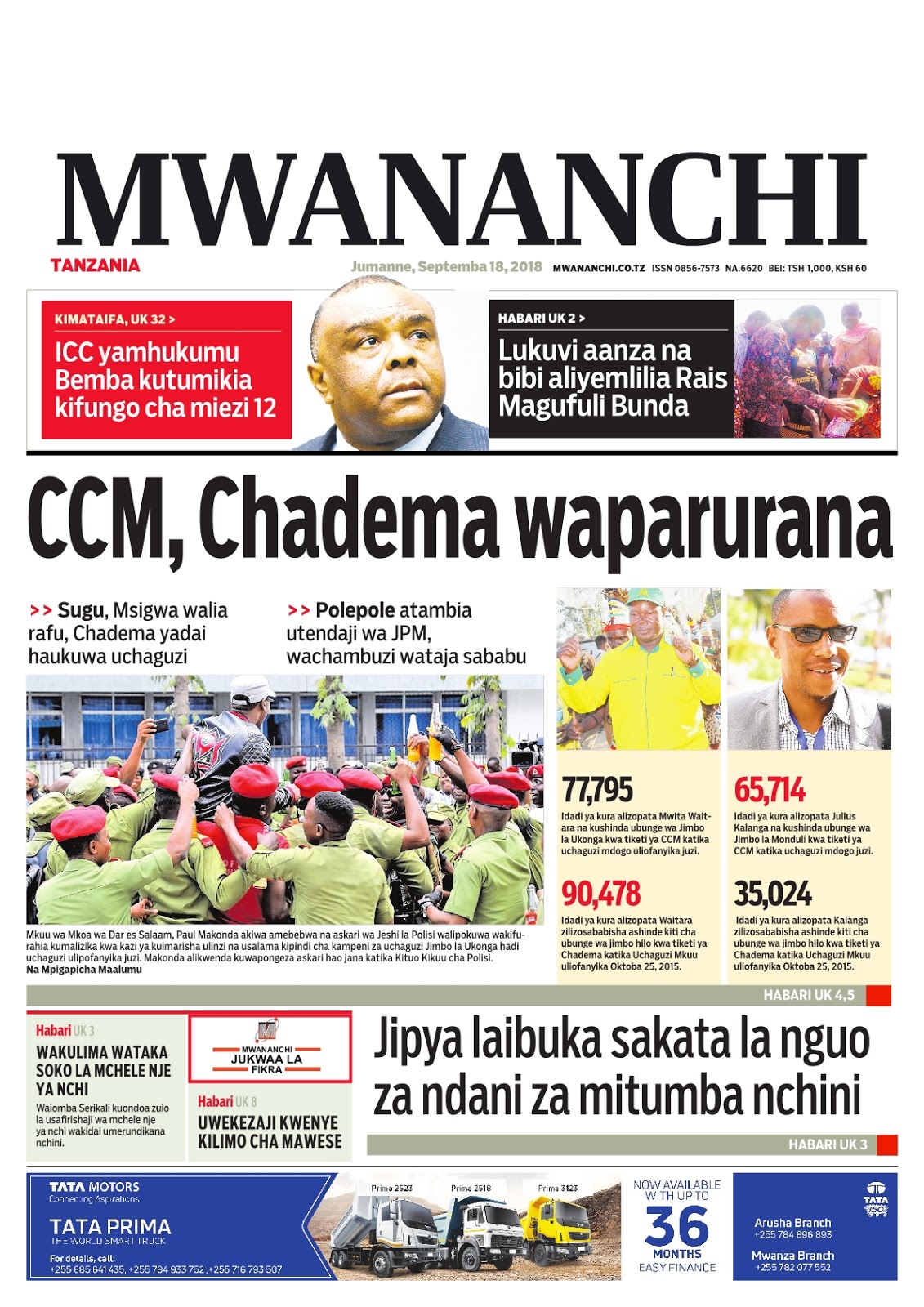 Tanzanian Today's Newspapers MAGAZETI YA LEO JUMANNE 18th September ...