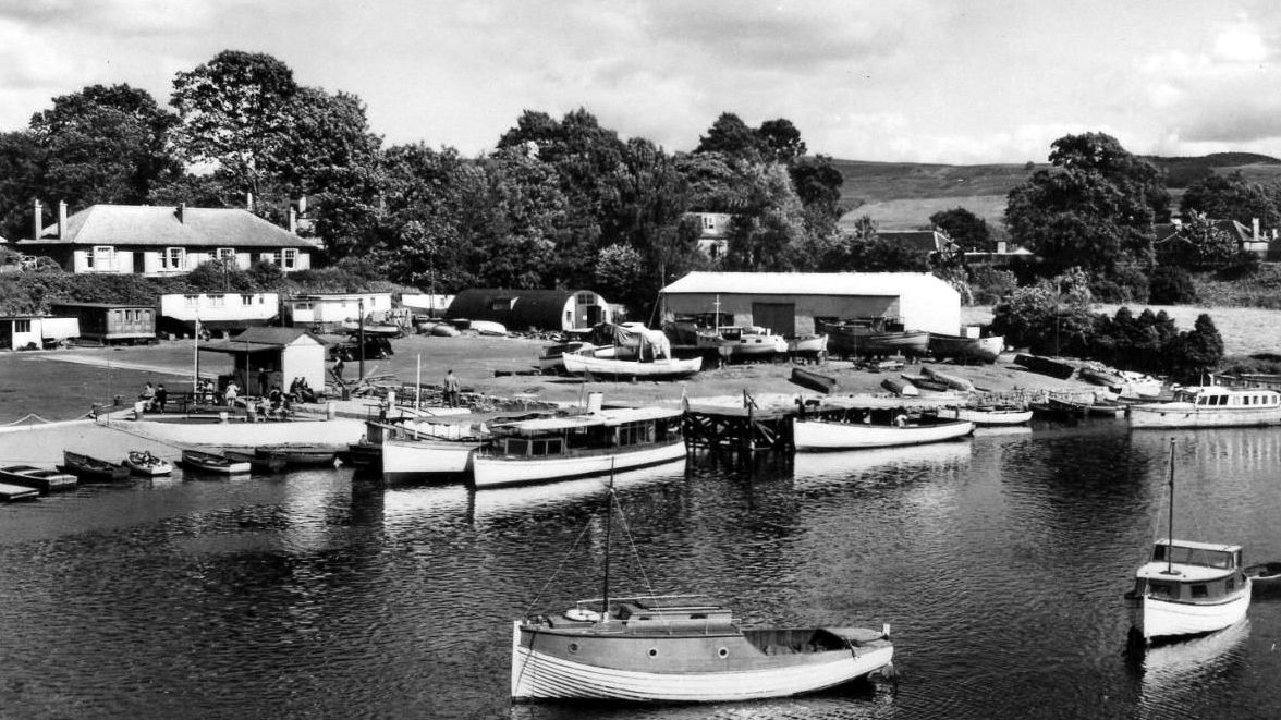 Tour Scotland: Old Photograph Boatyard Balloch Loch Lomond Scotland