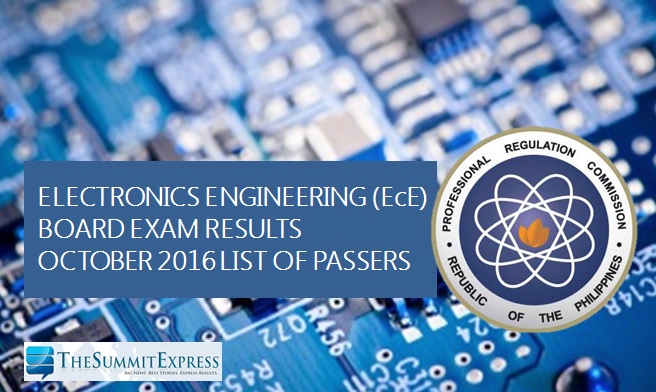List of Passers: October 2016 ECE, ECT board exam results