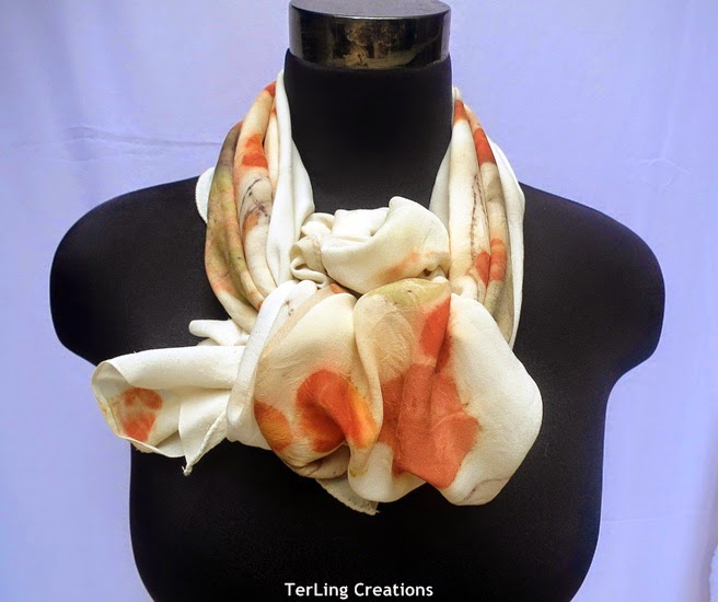 Terrie ~.~ smiling.....: Eco printed autumn themed scarfs 秋意盎然植物印染絲巾