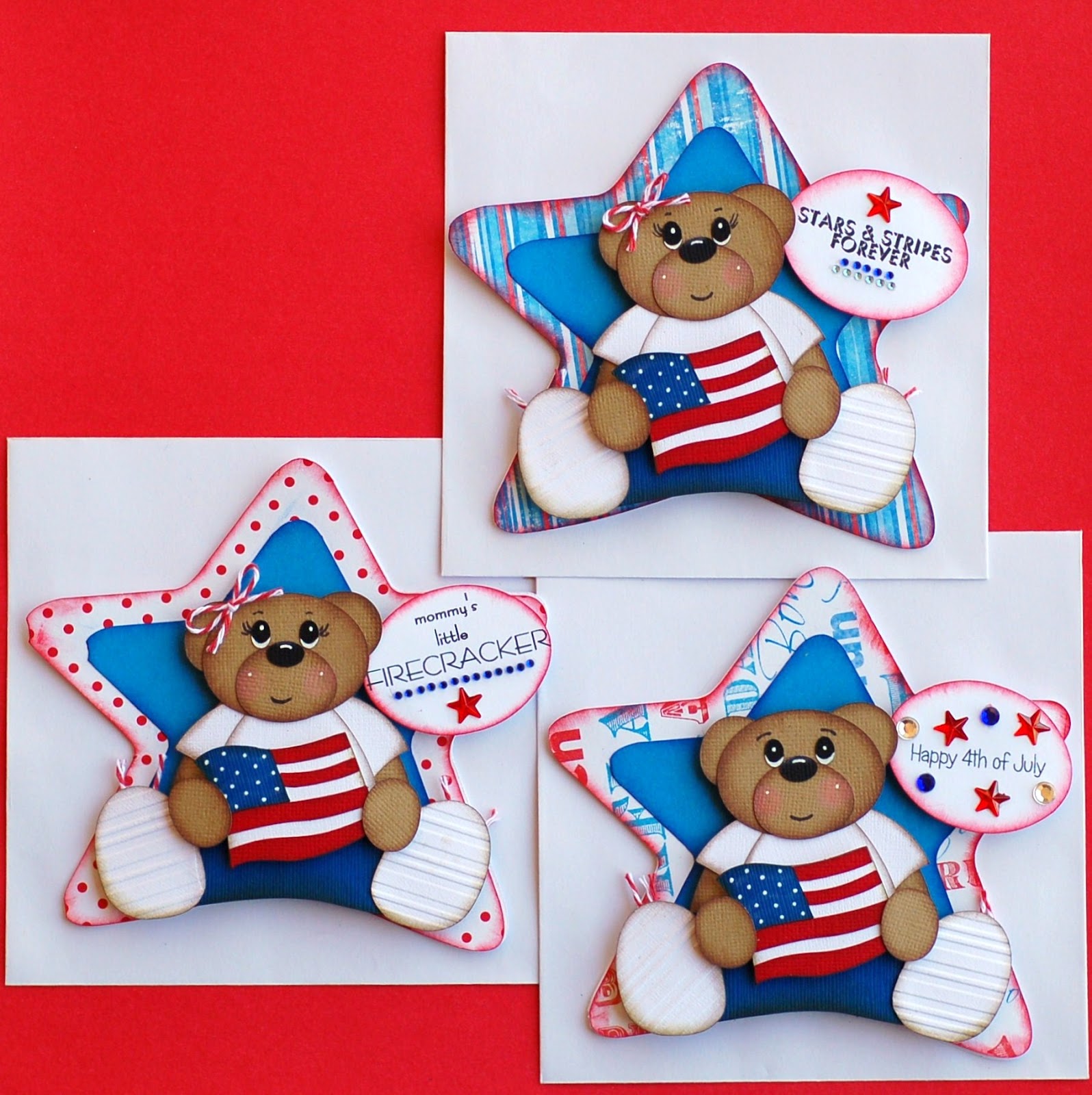 Paper Creations by Kristin: 4th of July Star Cards with Patriotic Bear