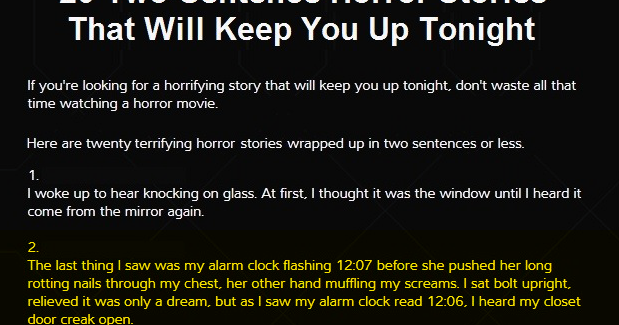 Se orScary 20 Terrifying Two Sentence Horror Stories