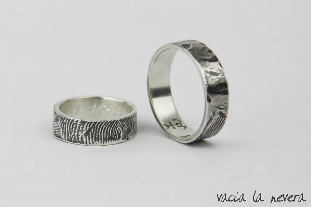 vacía la nevera: Anillos de plata Huella Dactilar vacía la nevera: Anillos de plata Huella Dactilar