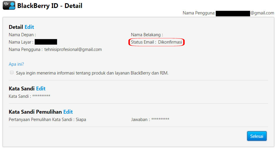 Cara Daftar ID Blackberry Via Komputer, Lengkap Terperinci