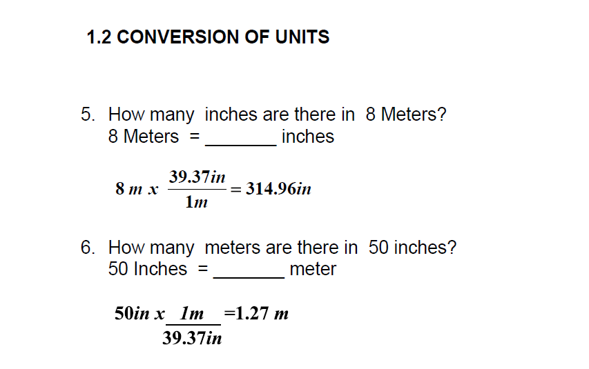 Technical Solution : CONVERSION OF UNITS 2