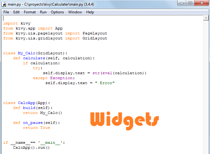 Widgets en kivy ~ Crissway
