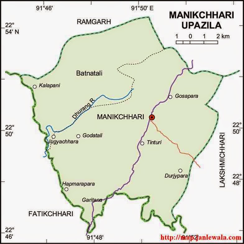 Manikchhari Upazila Map, Khagrachhari District, Bangladesh