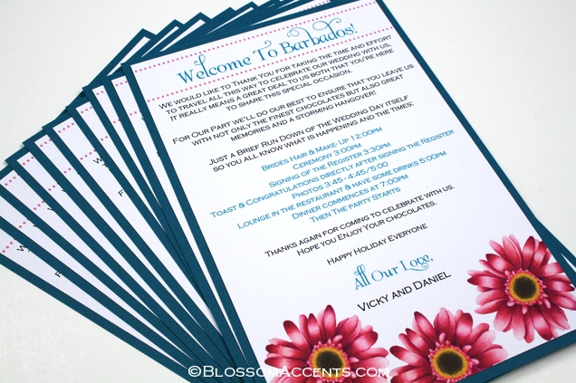 Wedding Blossoms: Welcome Notes for Guests at Wedding