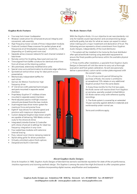 Gryphon Audio Kodo flagship speakers info update – M & S | Ultimate ...