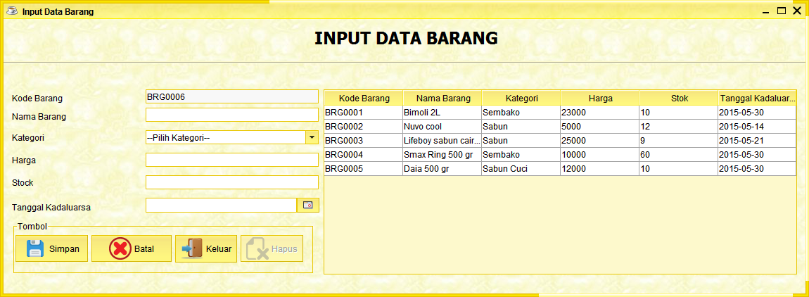 Program Input Data Barang Berbasis Java| Buka Akal