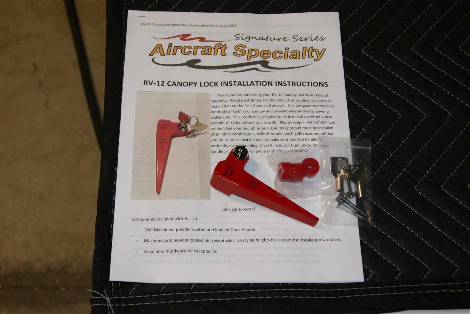 DOG Aviation John's RV-12 Blog: Aircraft Specialty’s RV-12 Canopy Lock