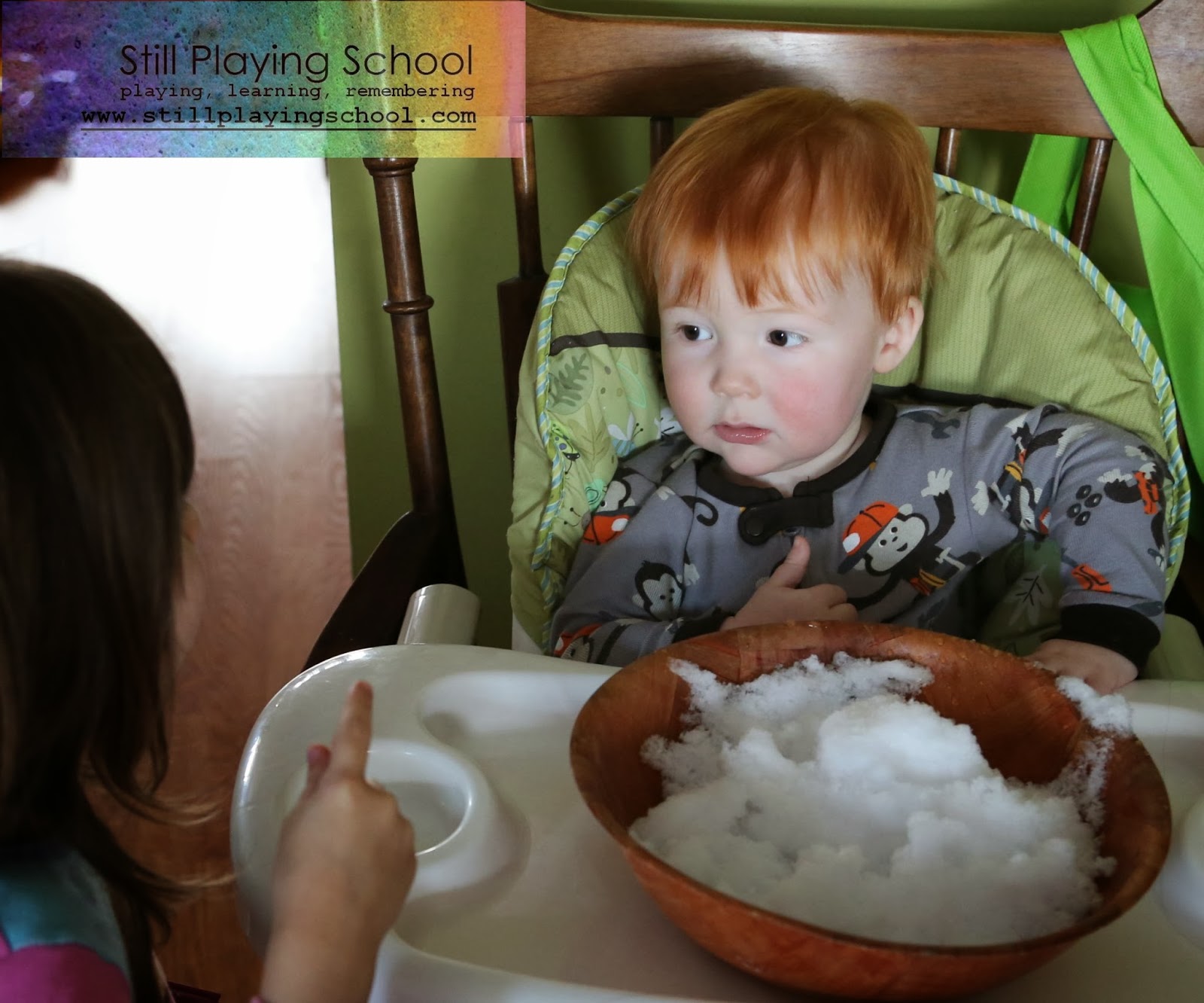 Sensory Sink Play Indoors with Snow | Still Playing School
