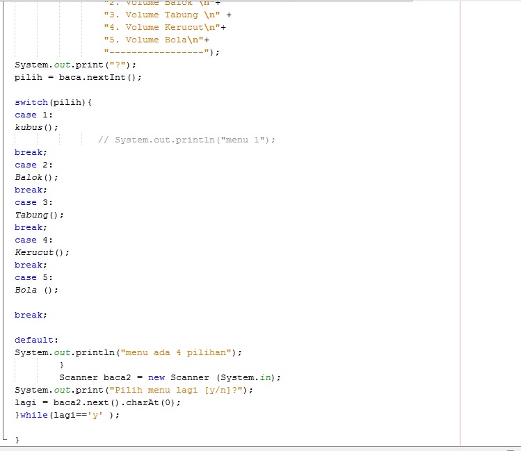 my story: Program Menghitung Volume Bangun Ruang