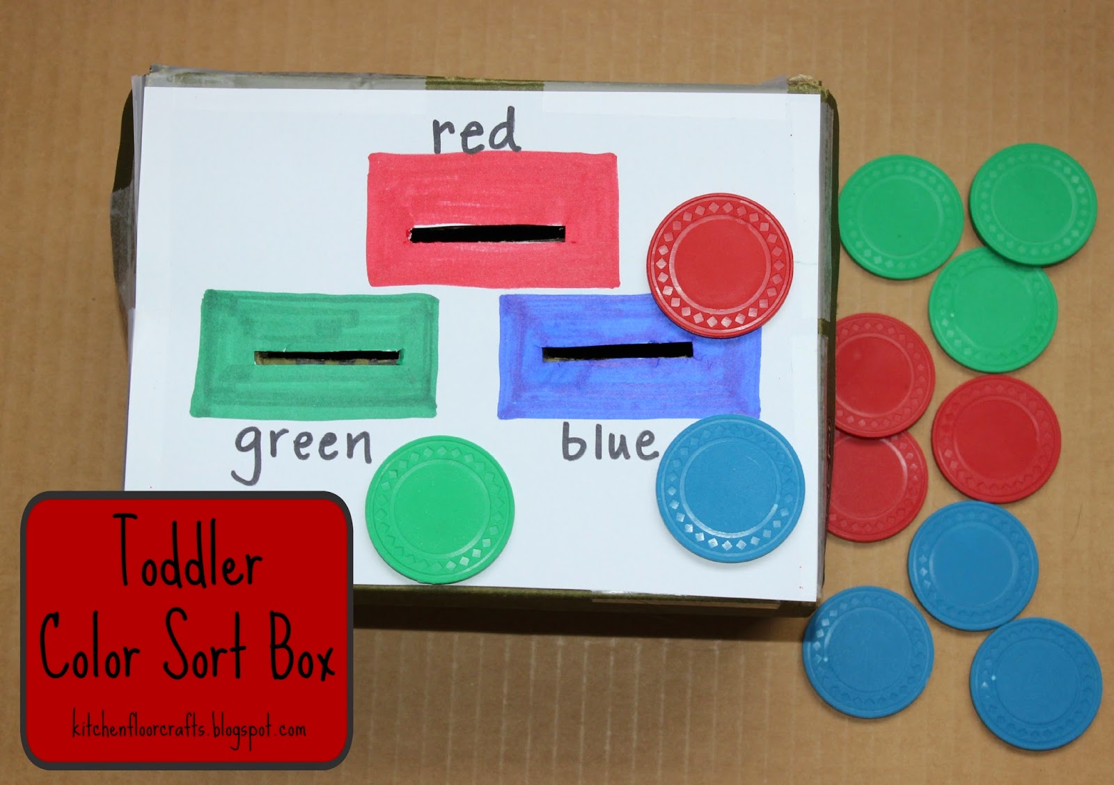 Kitchen Floor Crafts: Toddler Color Sort Box