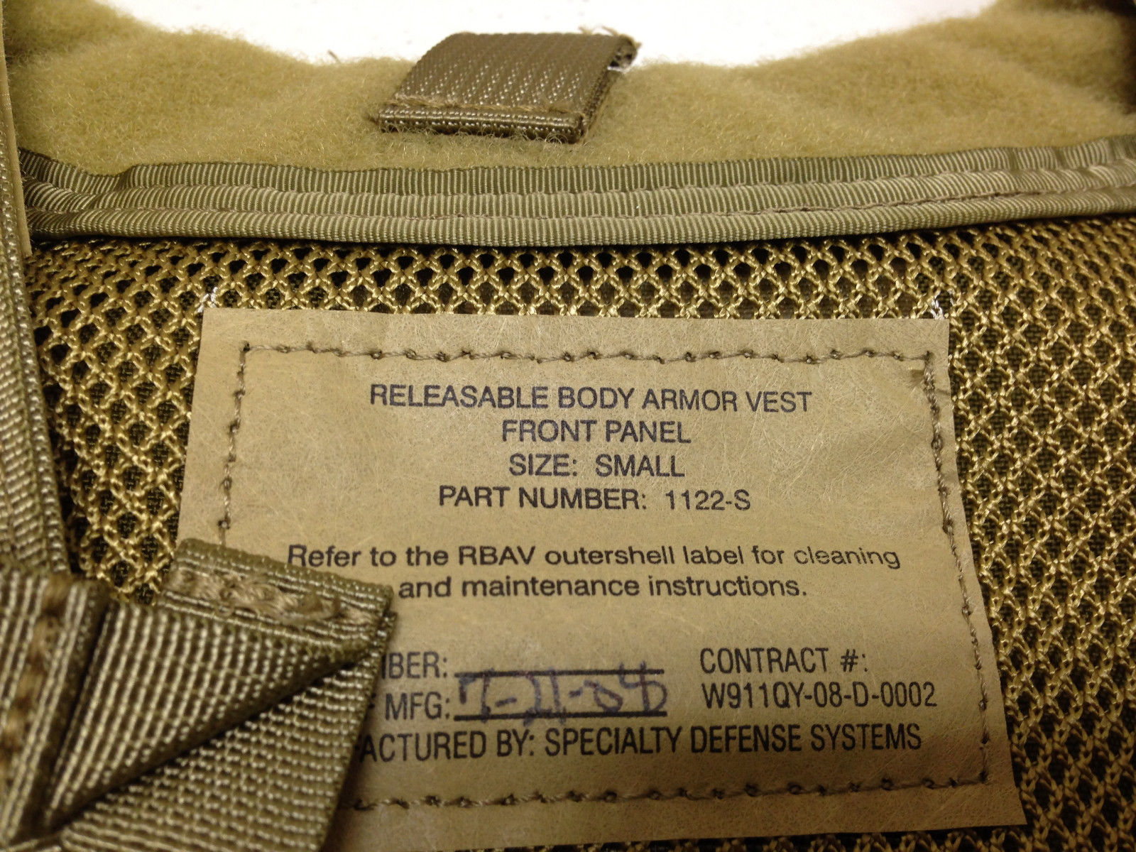 Webbingbabel: BAE System RBAV Releasable Body Armor Vest