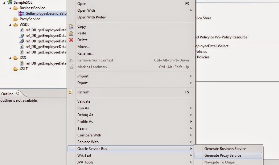 Oracle Fusion Middleware: How to invoke sql query from OSB - Pass through