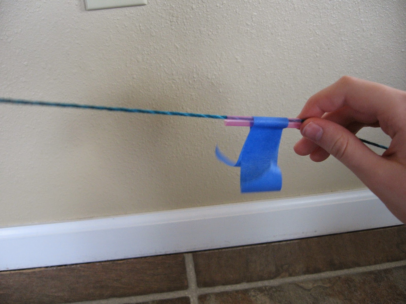 Almost Unschoolers: Two-Stage Balloon Rocket - Take Two