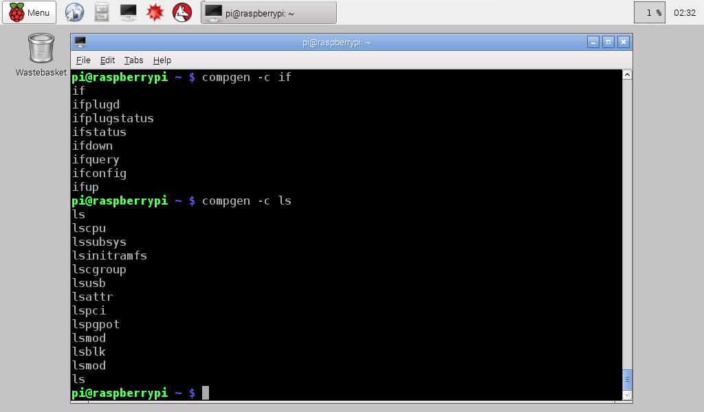 Hello Raspberry Pi List All Linux Command Available Compgen