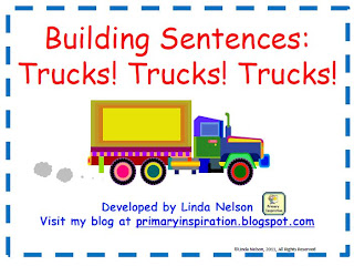 Classroom Freebies Too: Word Cards for Sentence Building - Trucks!
