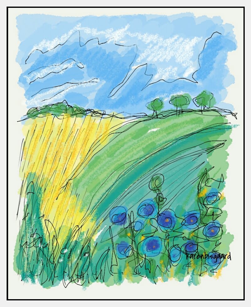 Karen`s Postcard Paintings: Landscape Doodles.