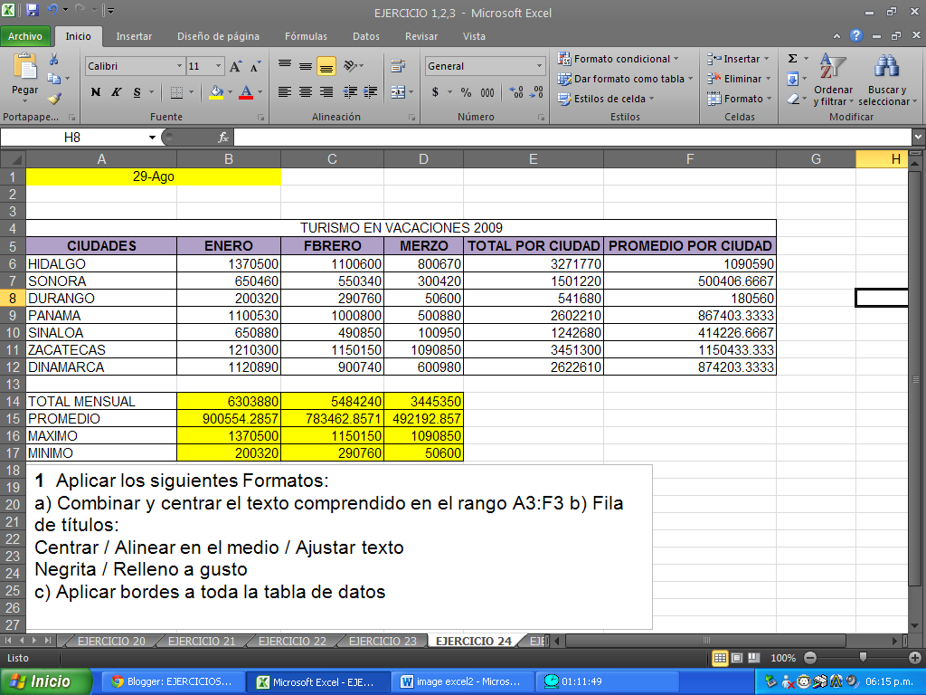 EJERCICIOS DE EXCEL: EJERCICIOS DE EXCEL