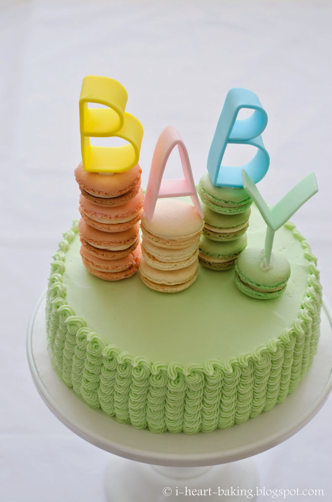 i heart baking!: baby shower peaches and cream layer cake with macarons ...