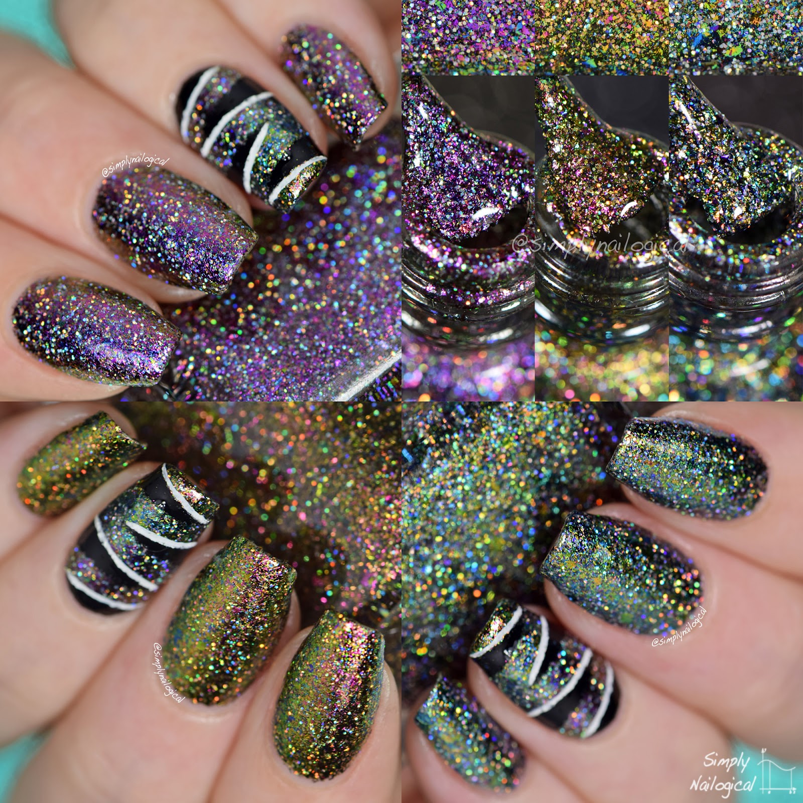 Simply Nailogical: Painted Polish: Multi-chrome flakies with HOLO