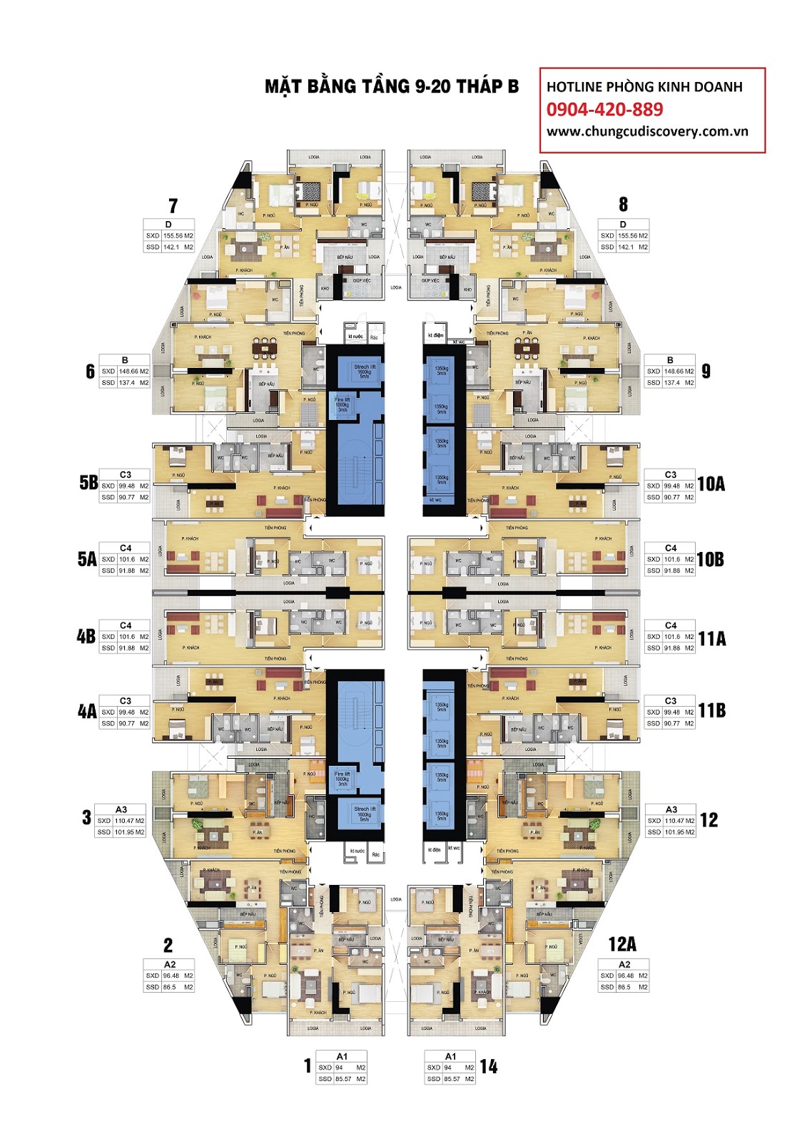 Mặt bằng tổng thế chung cư Discovery complex 302 Cầu giấy