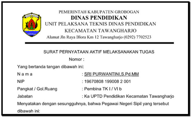 Contoh SPMT [Surat Pernyataan Melaksanakan Tugas] - GURU NUSANTARA