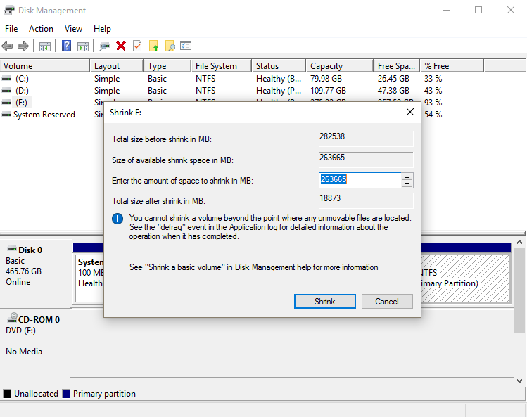 Create Partition Disk in Windows 10