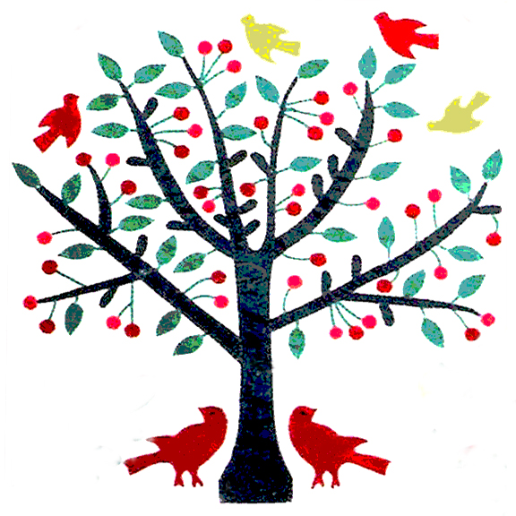 Cloud of Quilt Patterns: Four Block Cherry Trees