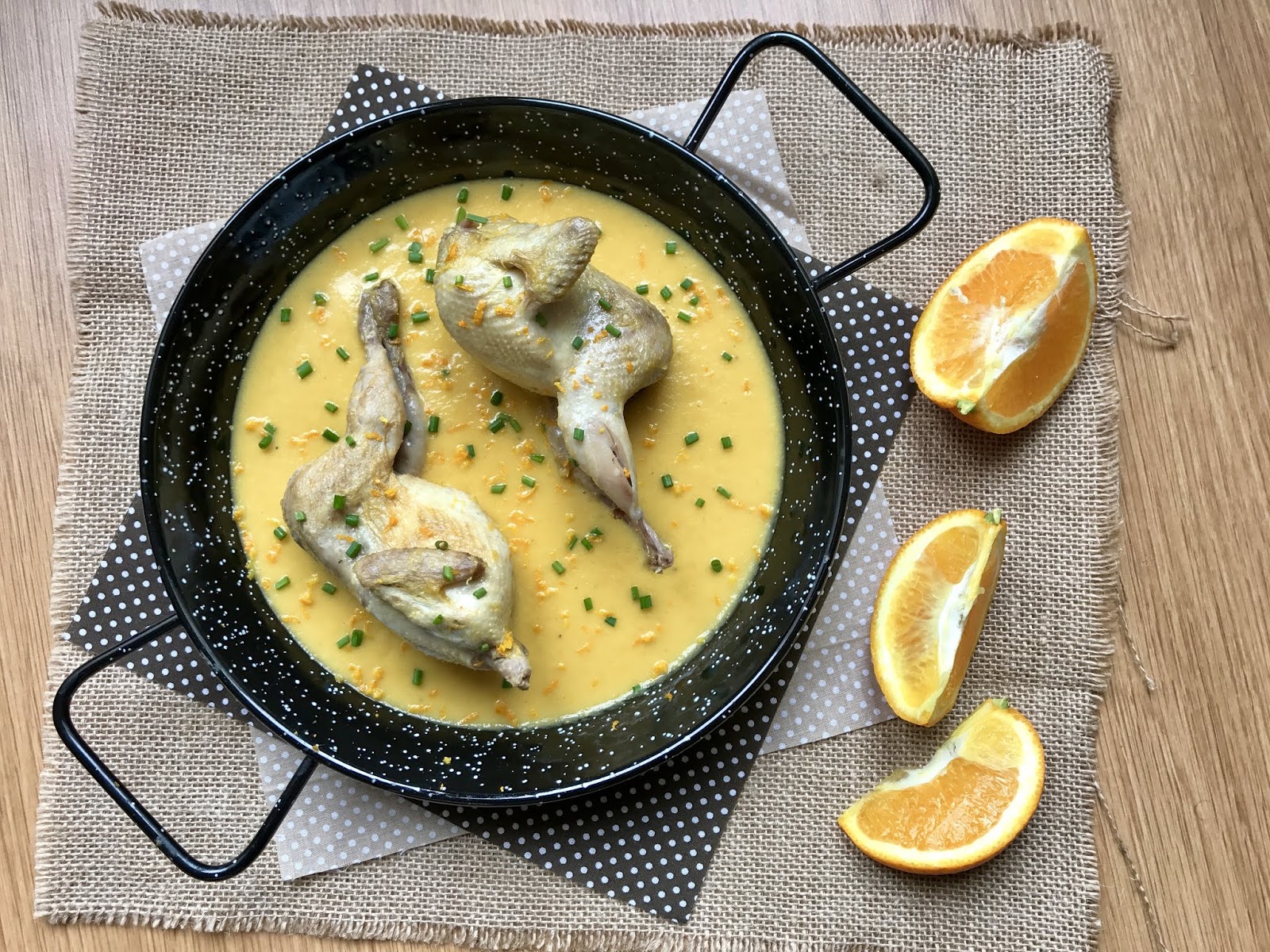 Codornices en salsa de mandarina. Reto CocinArte