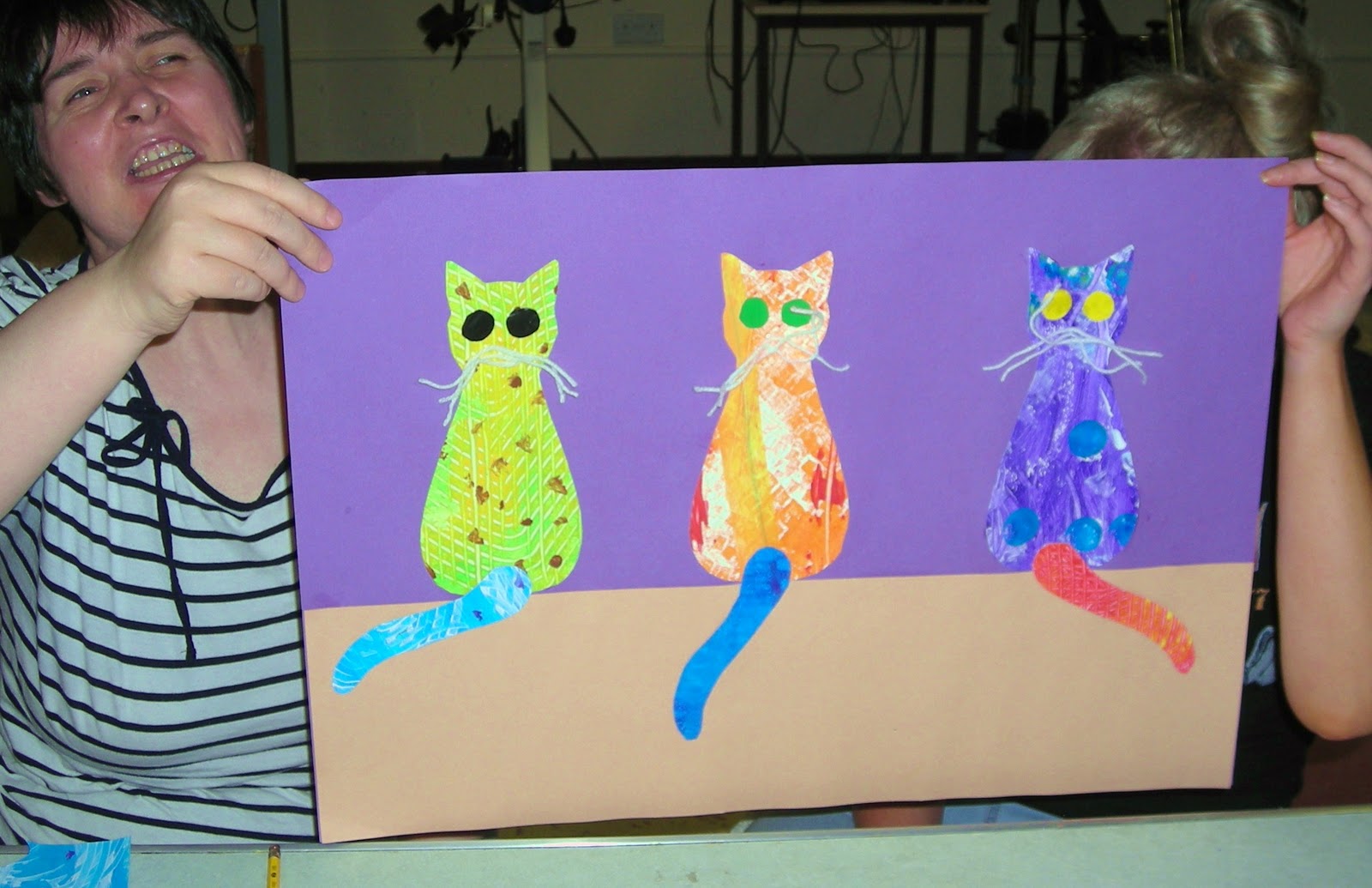 adaptive art: Painted Paper Cats