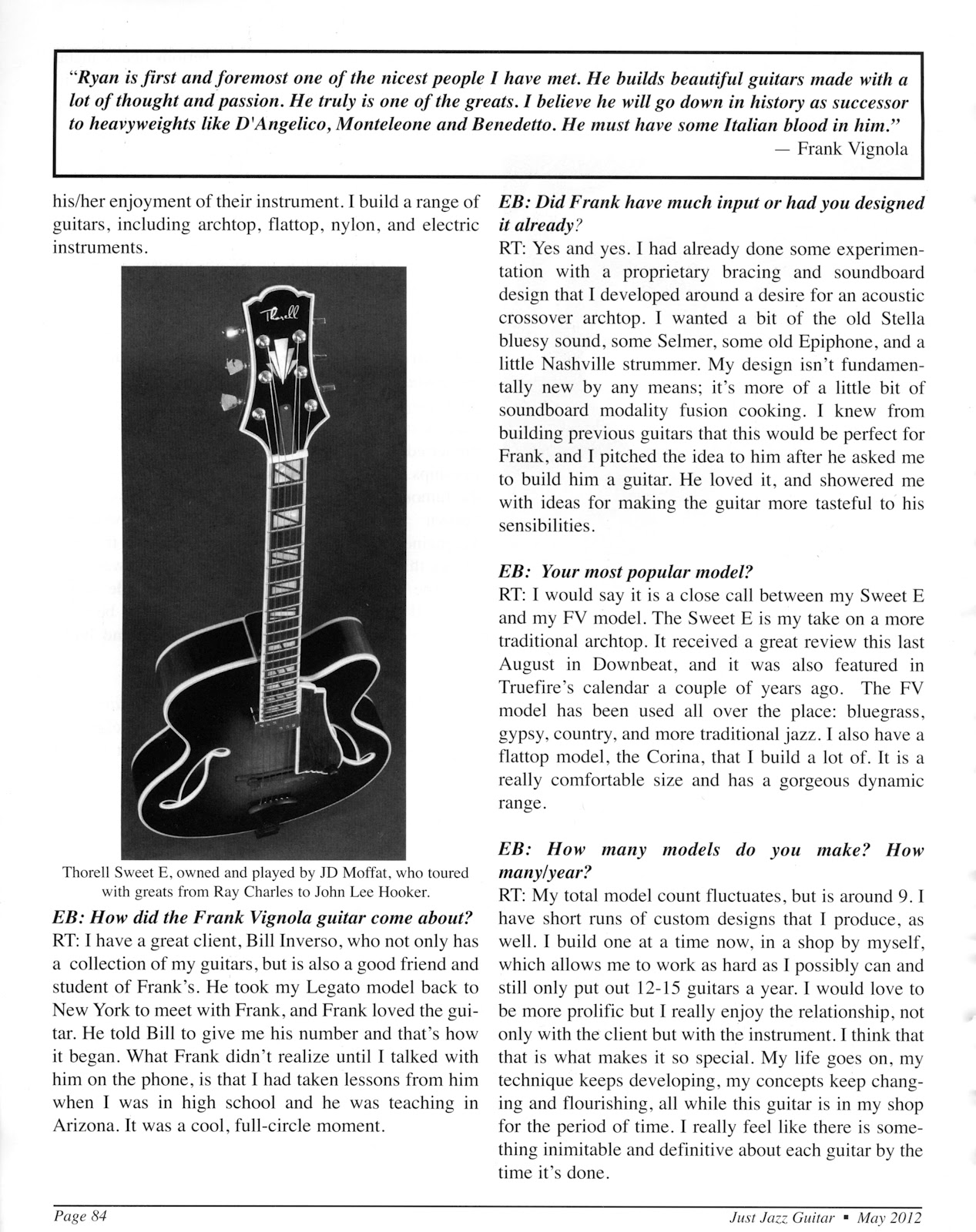 Thorell Blog: Just Jazz Guitar Magazine Interview with Luthier Ryan ...