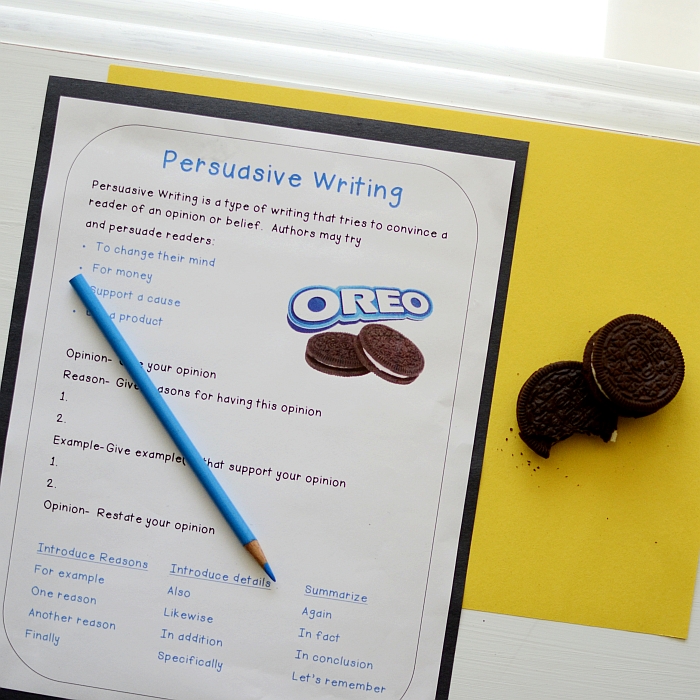 leading little hearts home: PERSUASIVE WRITING {using Oreos!}