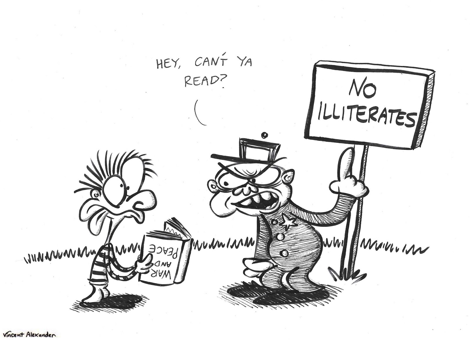 Vincent Alexander Cartoons: No Illiterates