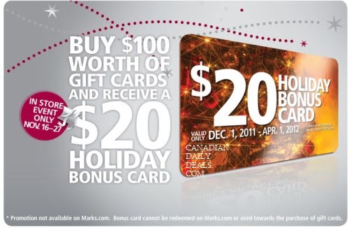 Canadian Daily Deals: Mark's: Buy $100 Worth Of Gift Cards, Receive $20 ...
