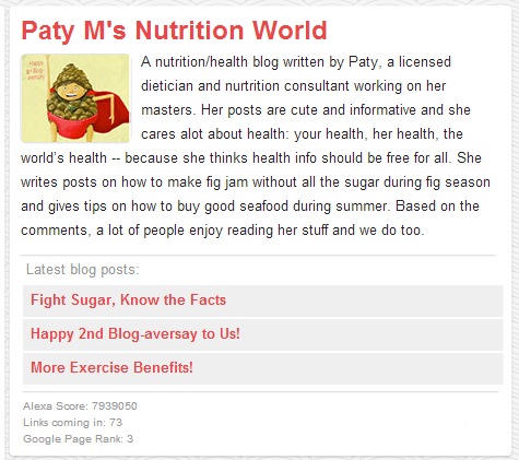 Paty M's Nutrition World: 2012