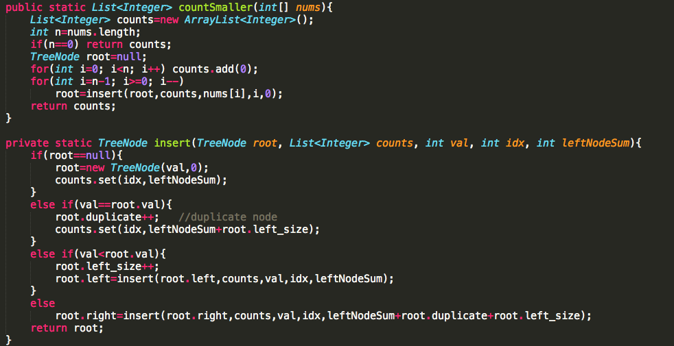 Coding Binary Search Tree Count Smaller Elements On Right