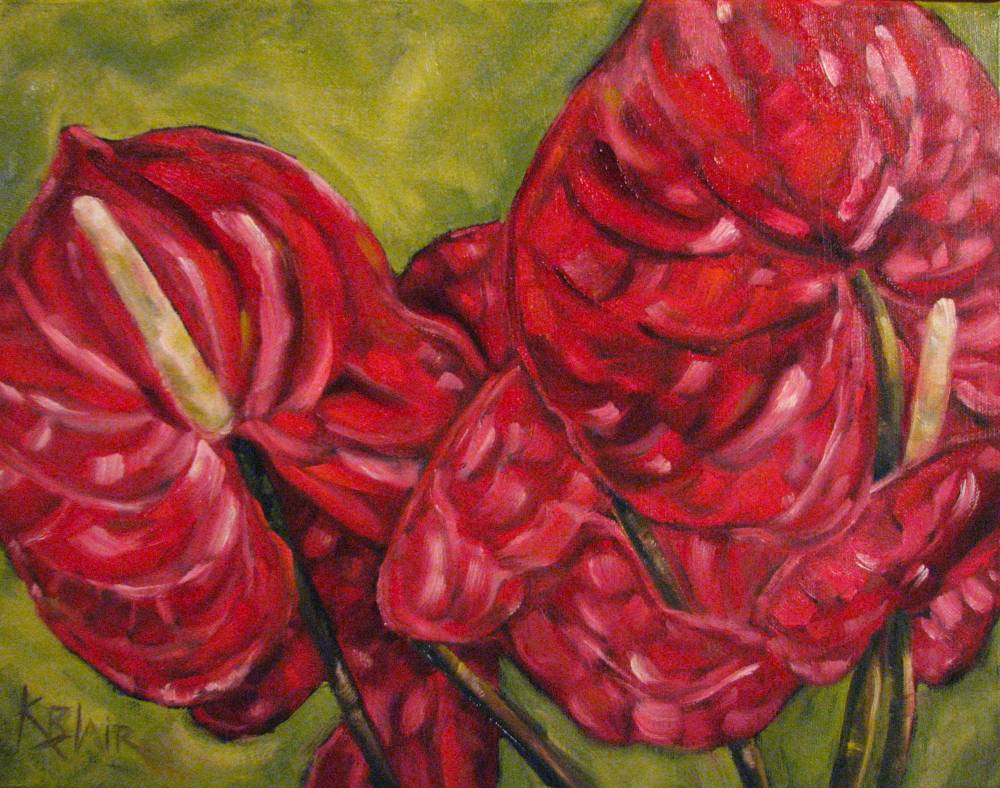 Kim Blair Artist: Floral Painting of Anthurium, Anthurium Red I, by ...