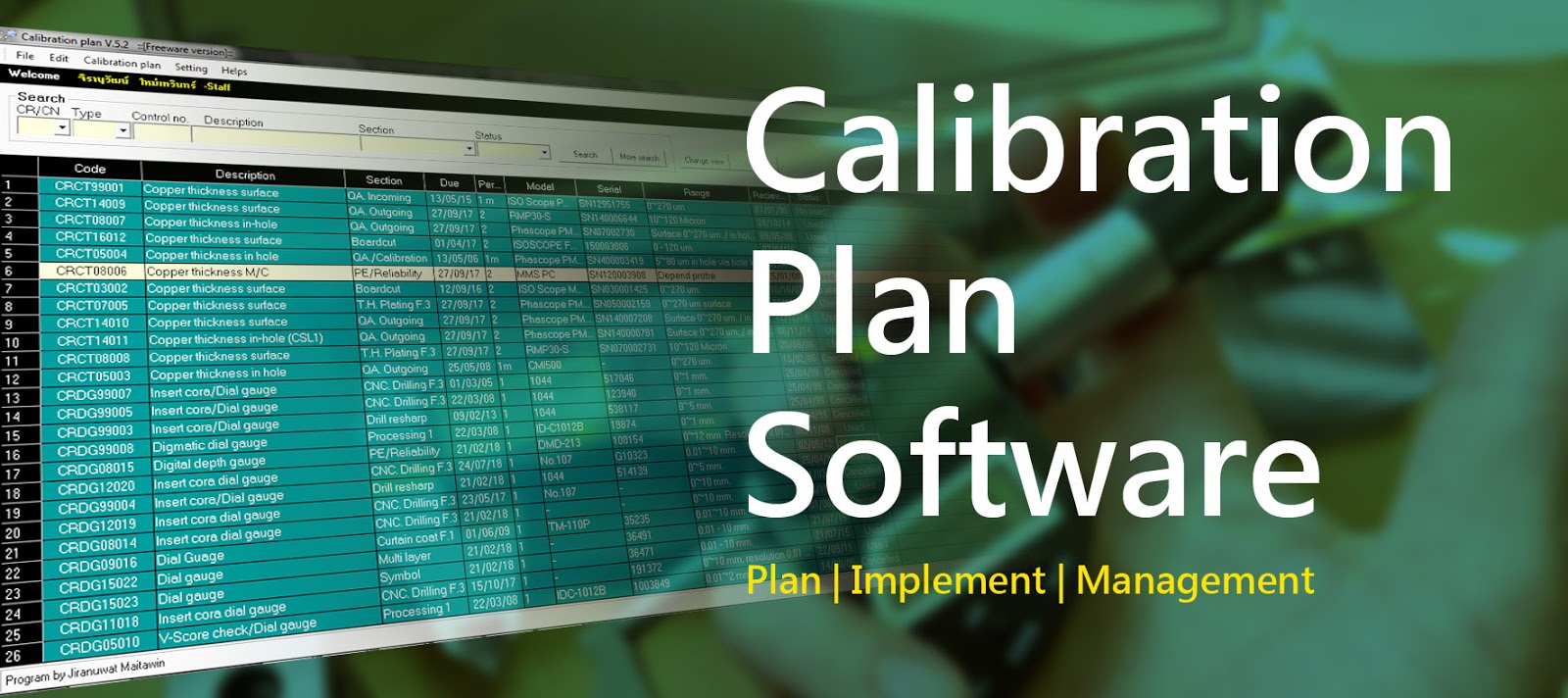 Measurement Equipment Management Software (Calibration Plan Software)