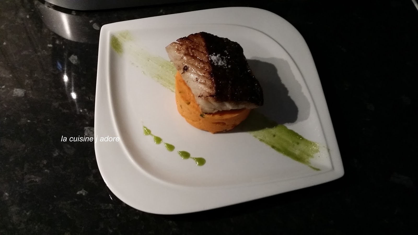 la cuisine j adore : FILET DE BAR RÔTI, PUREE DE PATATE DOUCE AU ...