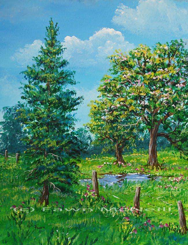Fawn's Paintings: Spring Trees, landscape