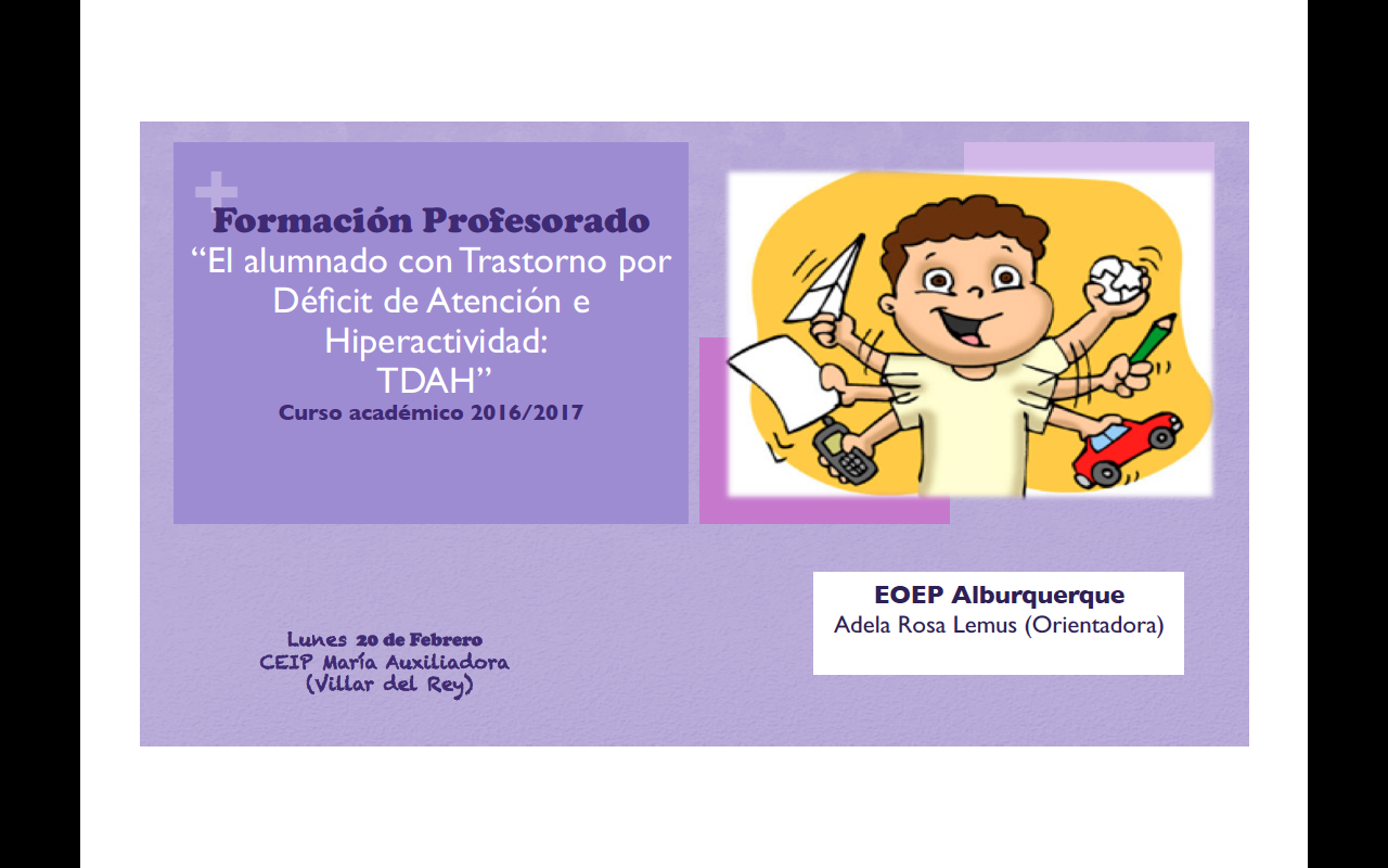 EOEP Alburquerque 2022-2023: Formación Profesorado sobre TDAH