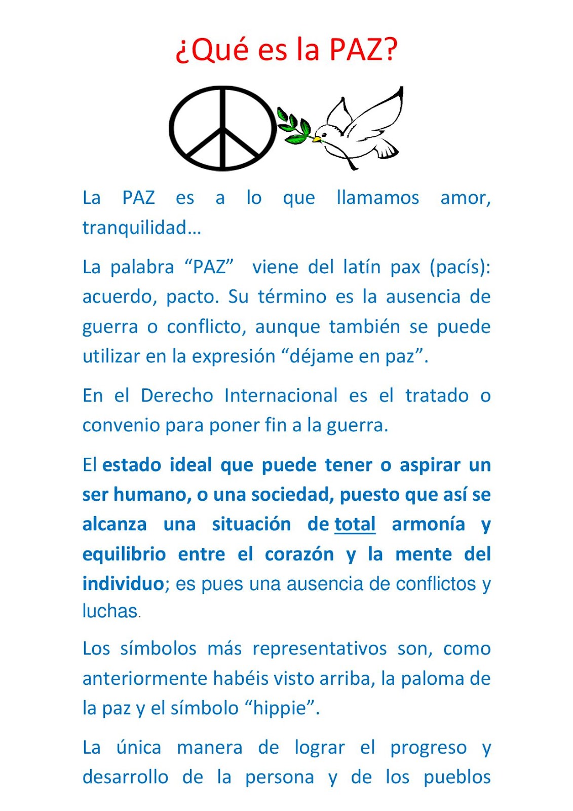 El Bernardín: ¿QUÉ ES LA PAZ?